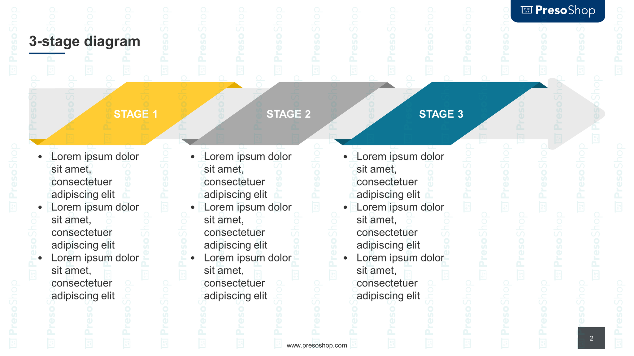 3-stage Sequential Process Flow Diagram – PresoShop