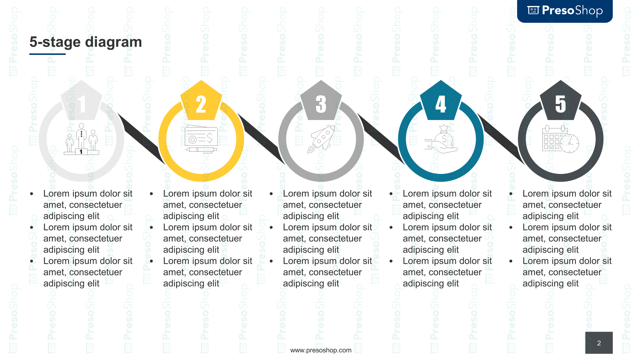 5-stage Sequential Process Flow Diagram – PresoShop
